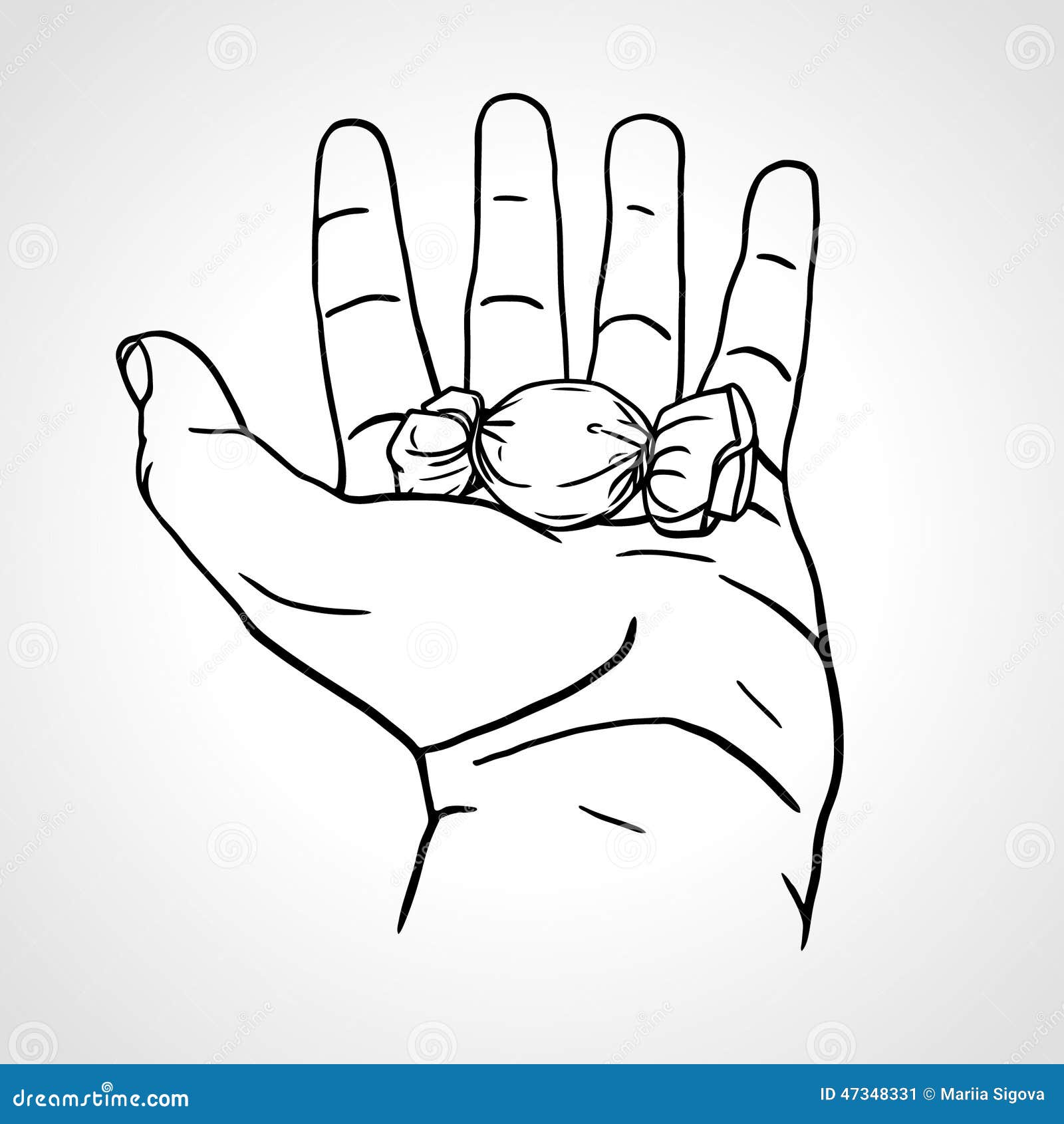 Open hand offering candy stock vector. Illustration of view - 47348331