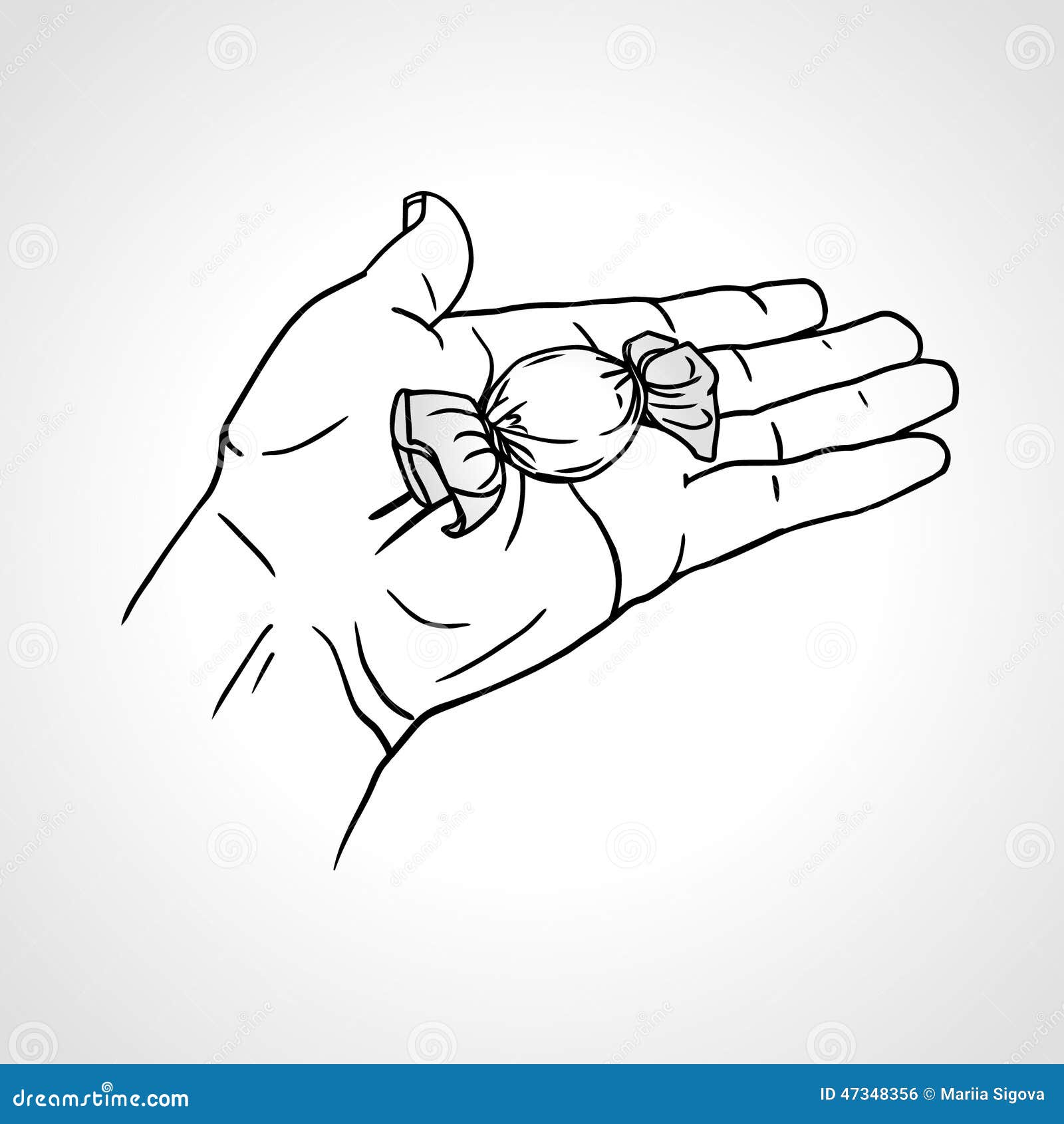 Open hand offering candy stock vector. Illustration of palm - 47348356