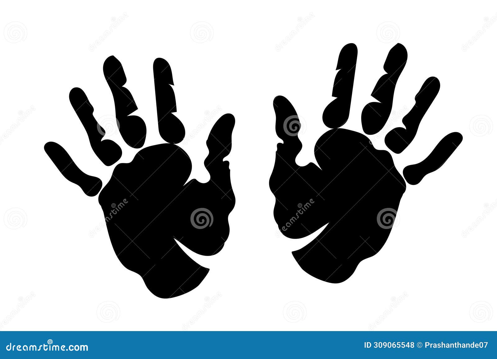 Open Hand Print Silhouette Vector Stock Vector - Illustration of thumb ...