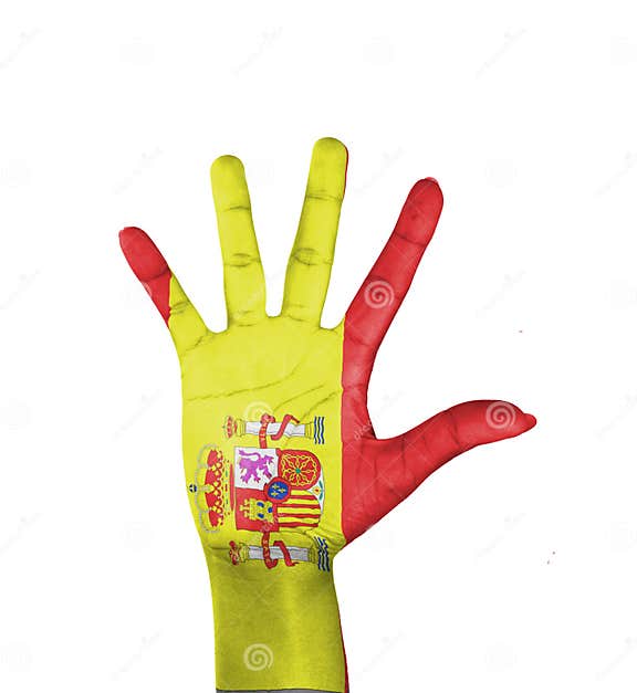 Open Hand Spain Flag Painted Stock Image - Image of nations, friendship ...