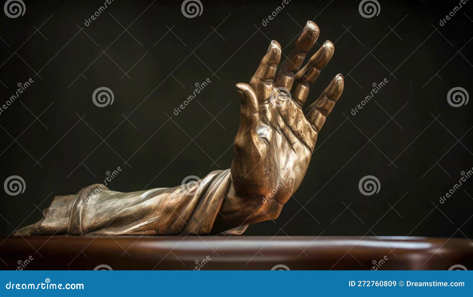 Open Hand Statue in Copper SOS Help Request Generative AI Illustration ...