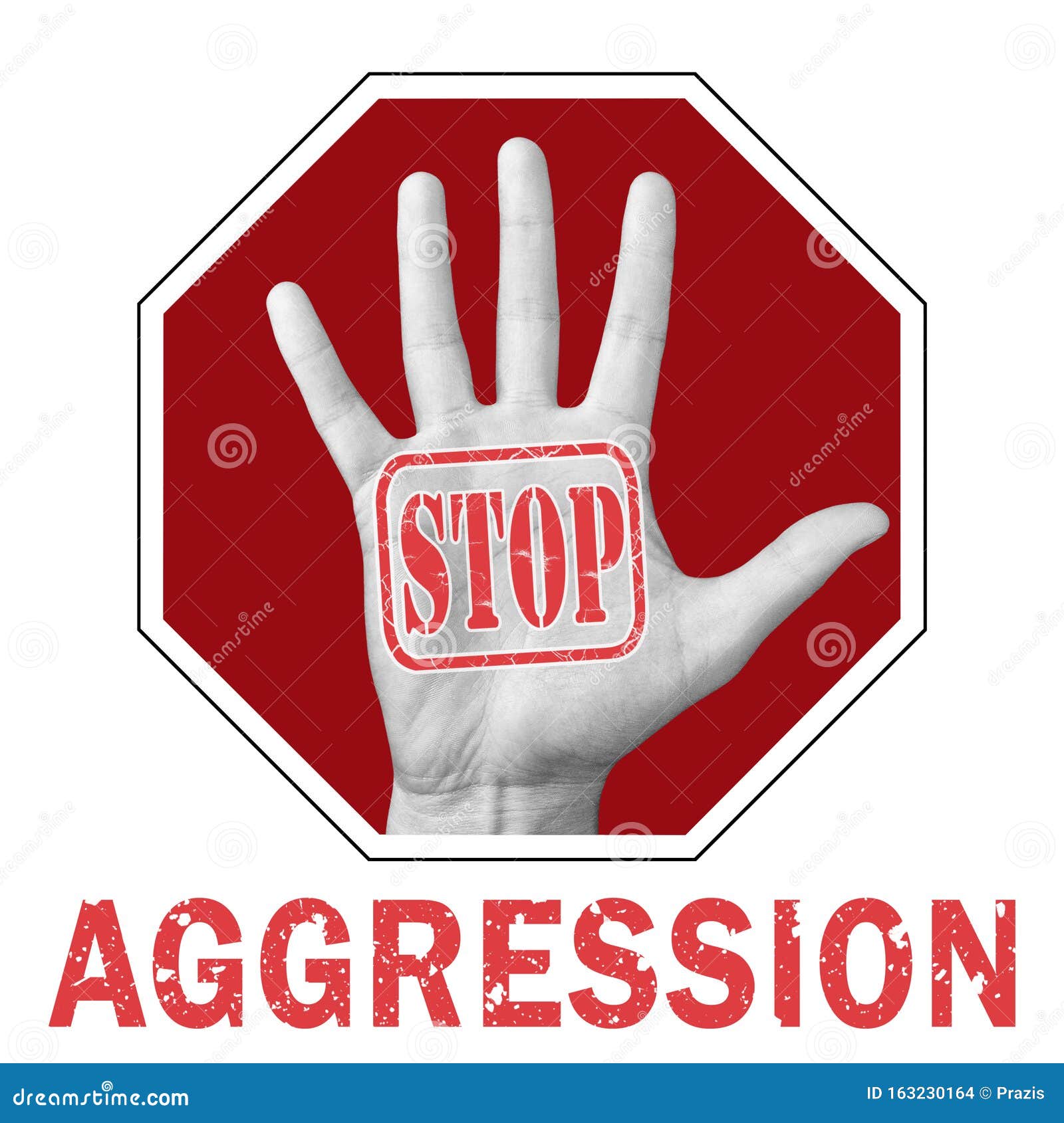 Open Hand with Text Stop Aggression on a White Background. Global ...