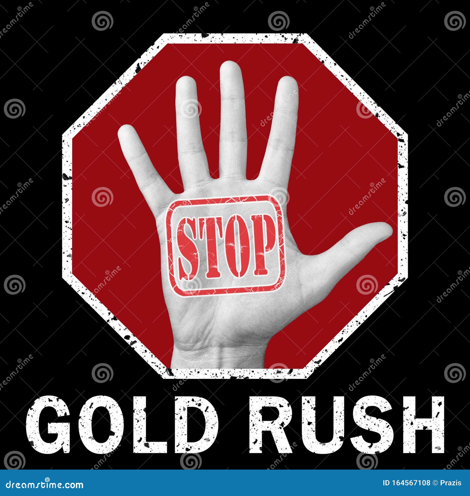 Open Hand with the Text Stop Gold Rush Stock Illustration ...