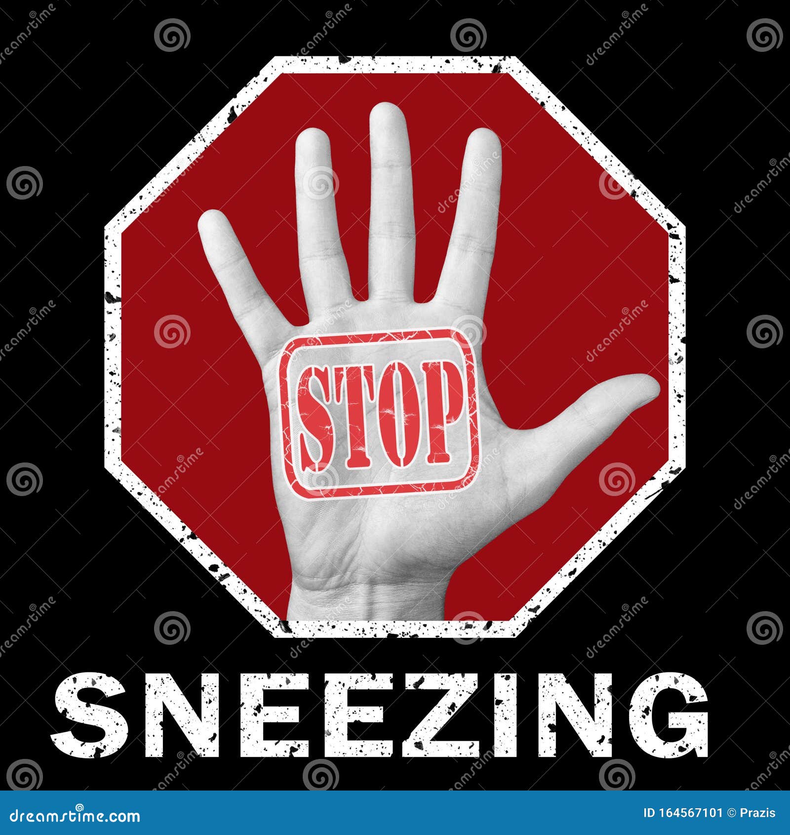 Open Hand with the Text Stop Sneezing Stock Illustration - Illustration ...