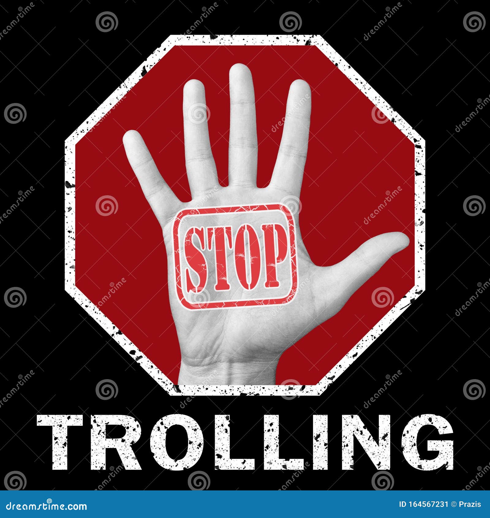 Open Hand with the Text Stop Trolling. Global Social Problem Stock Illustration - Illustration ...