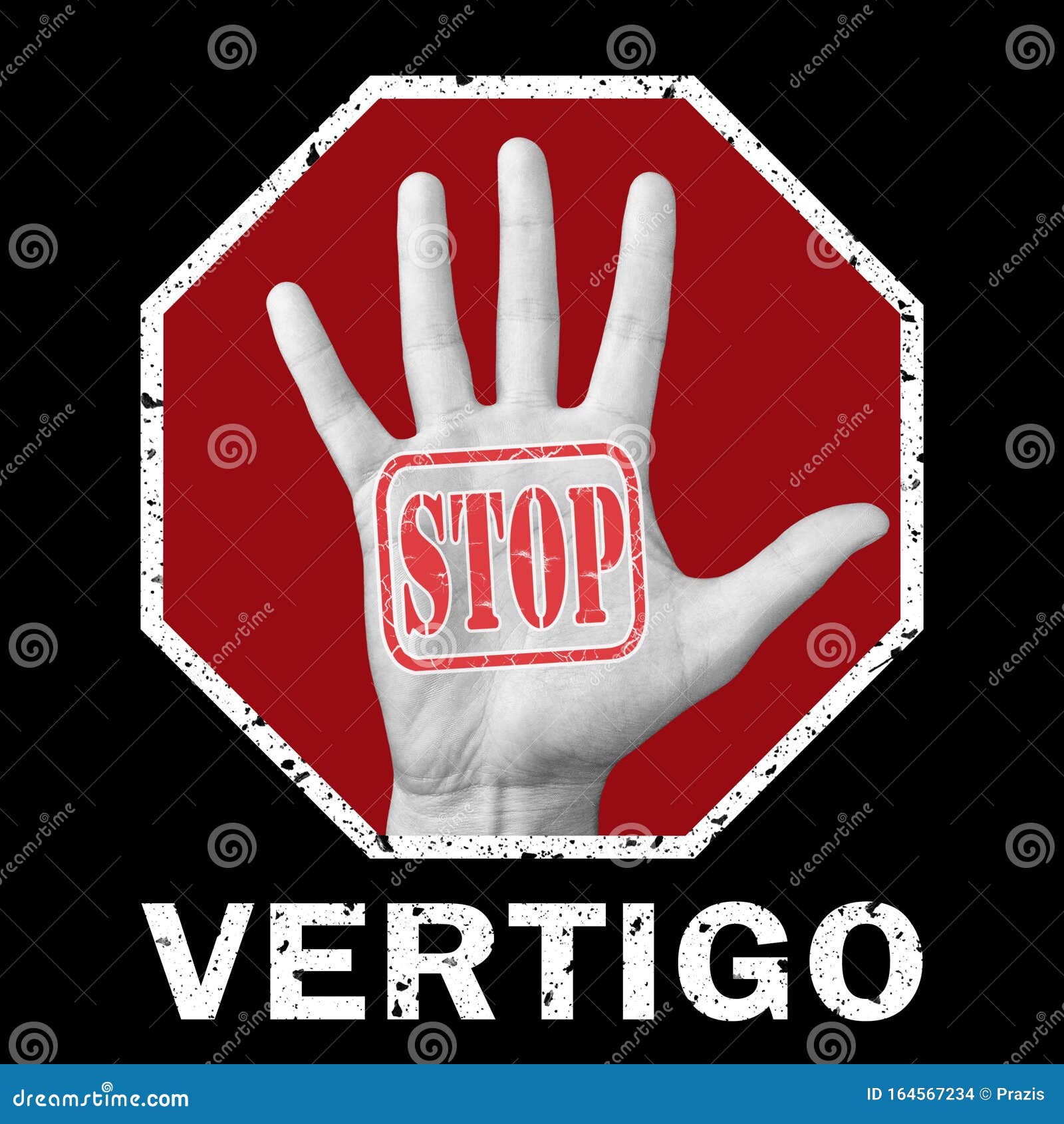 Open Hand with the Text Stop Vertigo Stock Illustration - Illustration ...