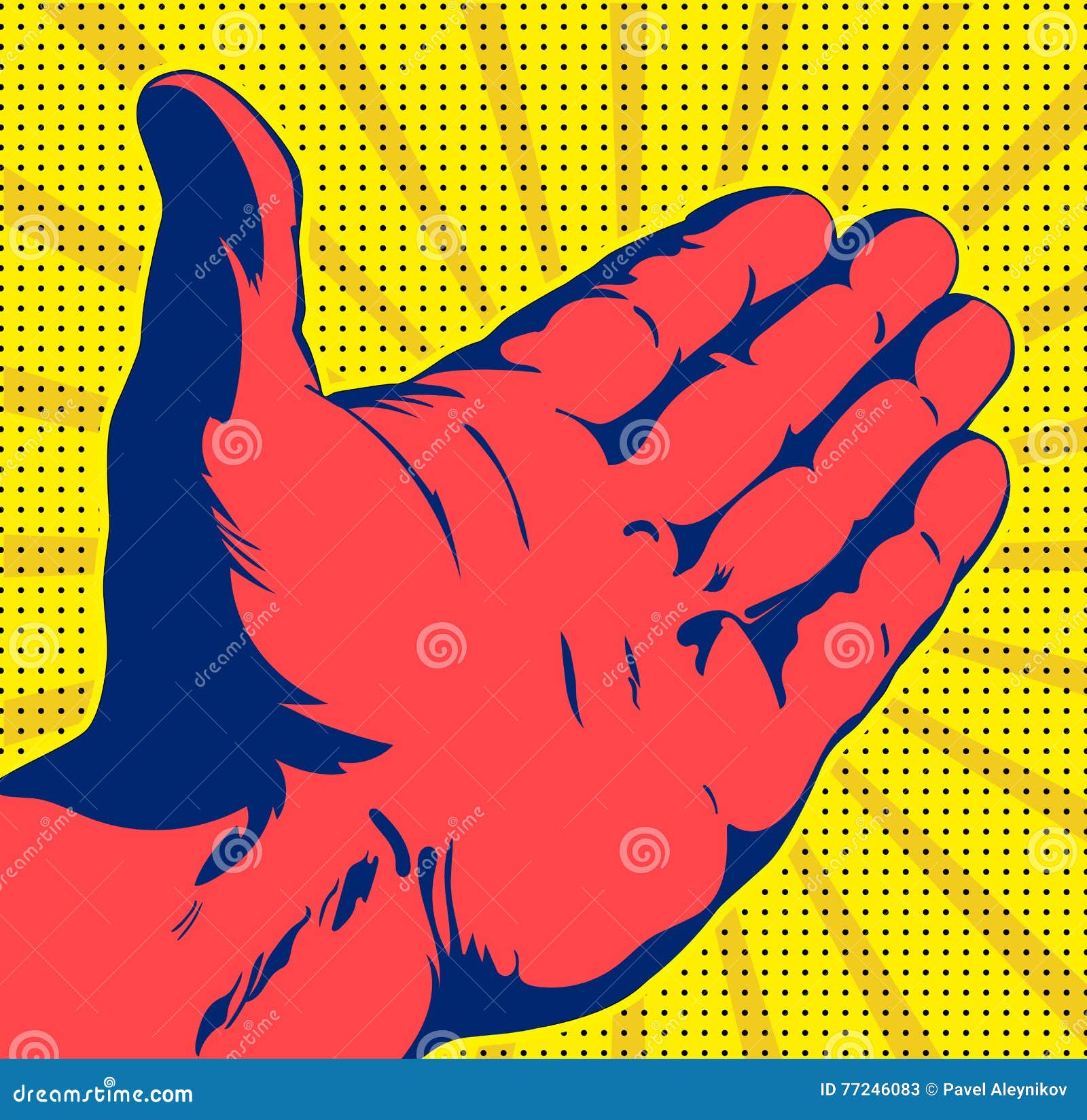 Open Hand, Vector Design, Comics Style Stock Vector - Illustration of ...