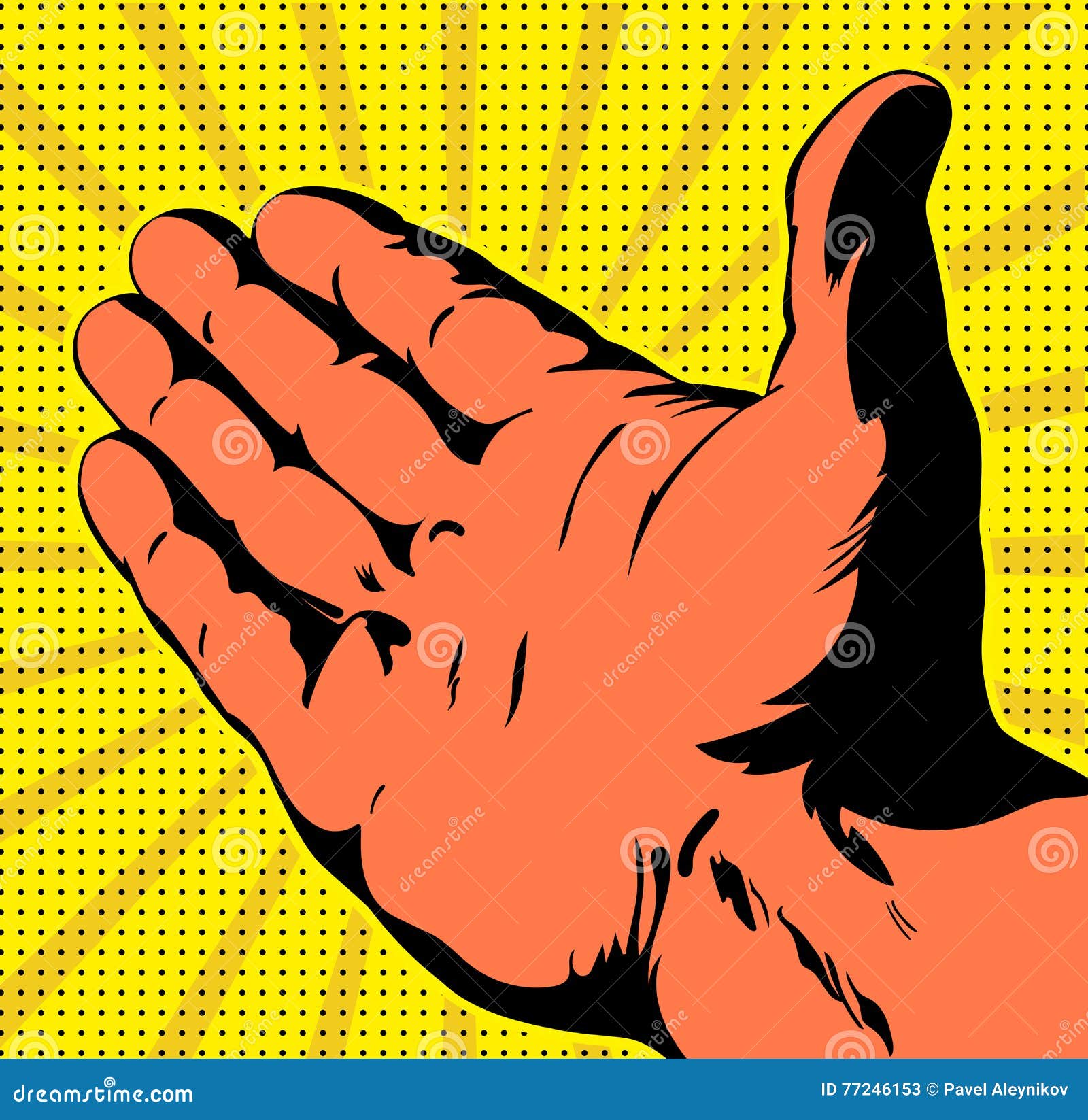 Open Hand, Vector Design, Comics Style Stock Vector - Illustration of ...