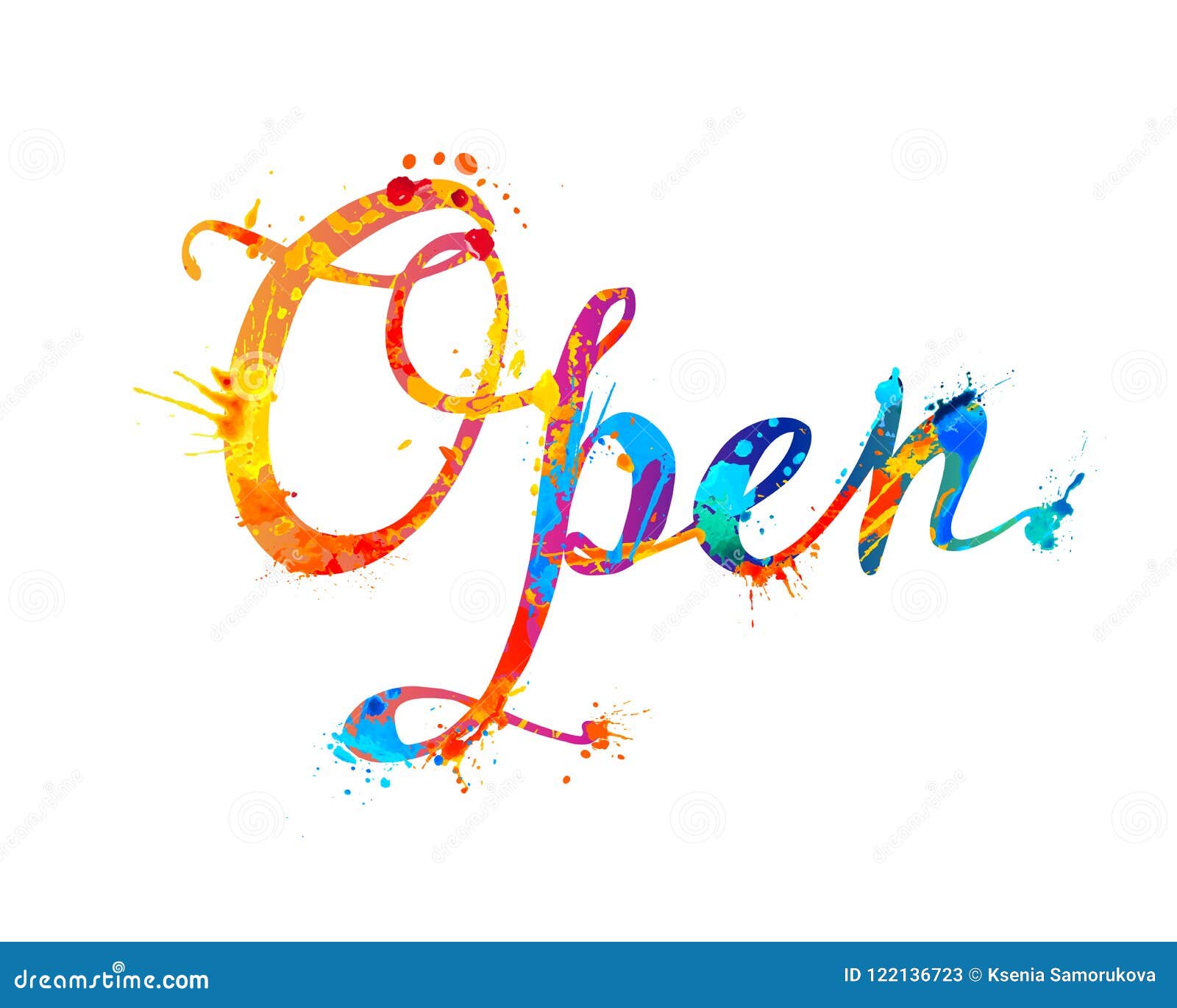 Open. Hand Written Word of Splash Paint Stock Vector - Illustration of ...