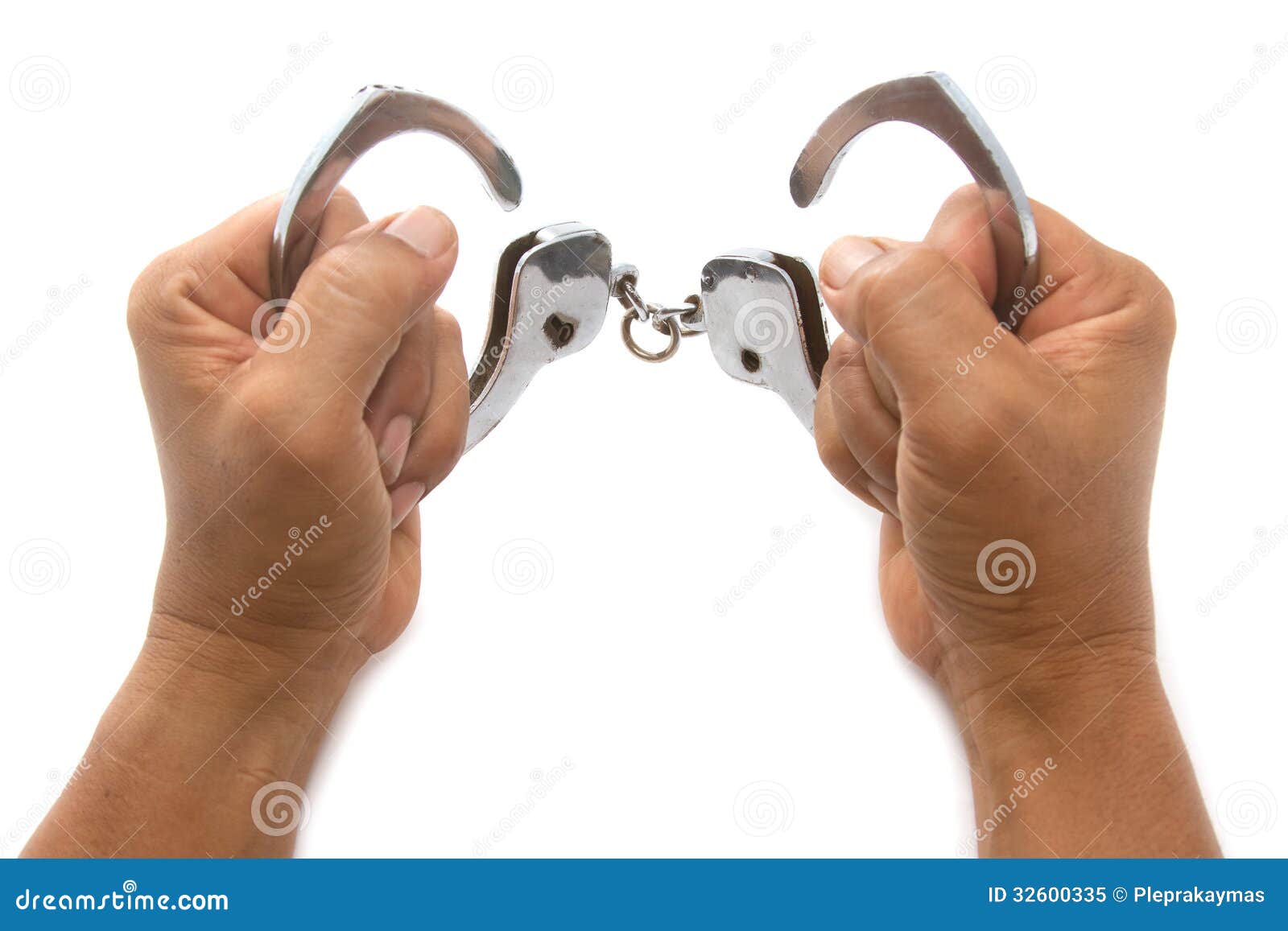 Open Handcuffs with hand stock image. Image of paley - 32600335