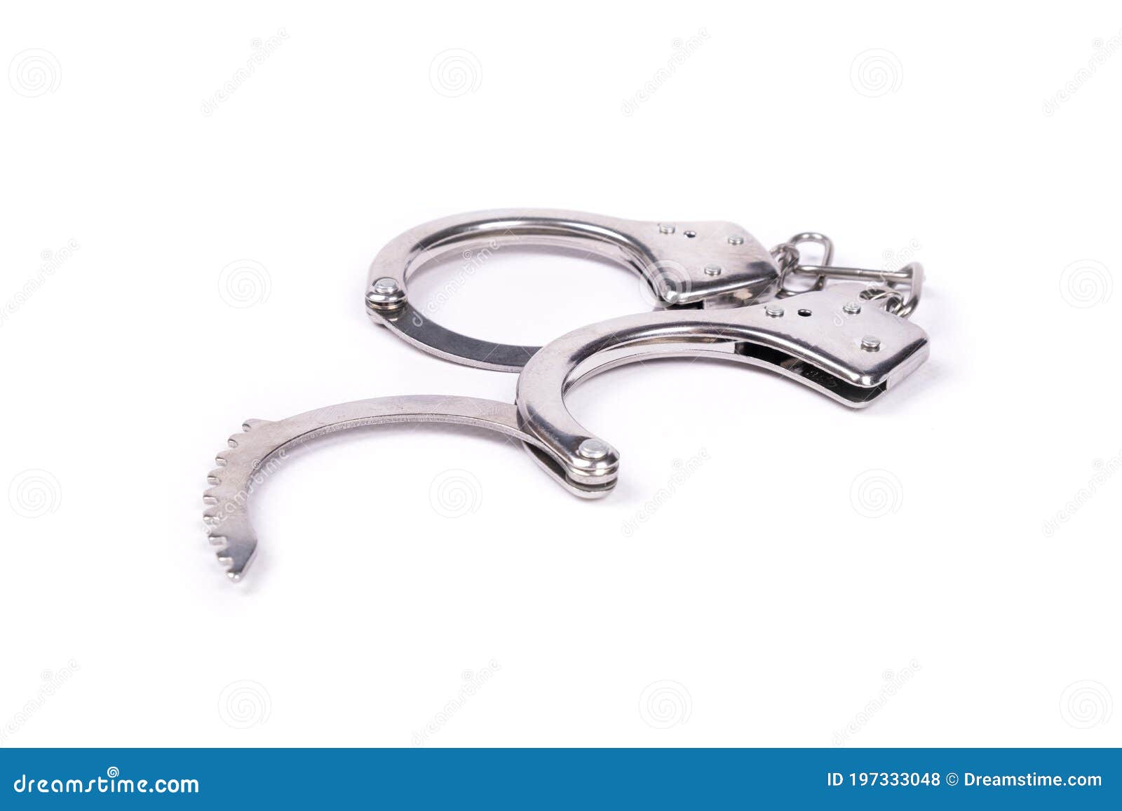 Open Handcuffs Hang On The Cage. Successful Release From Liability ...