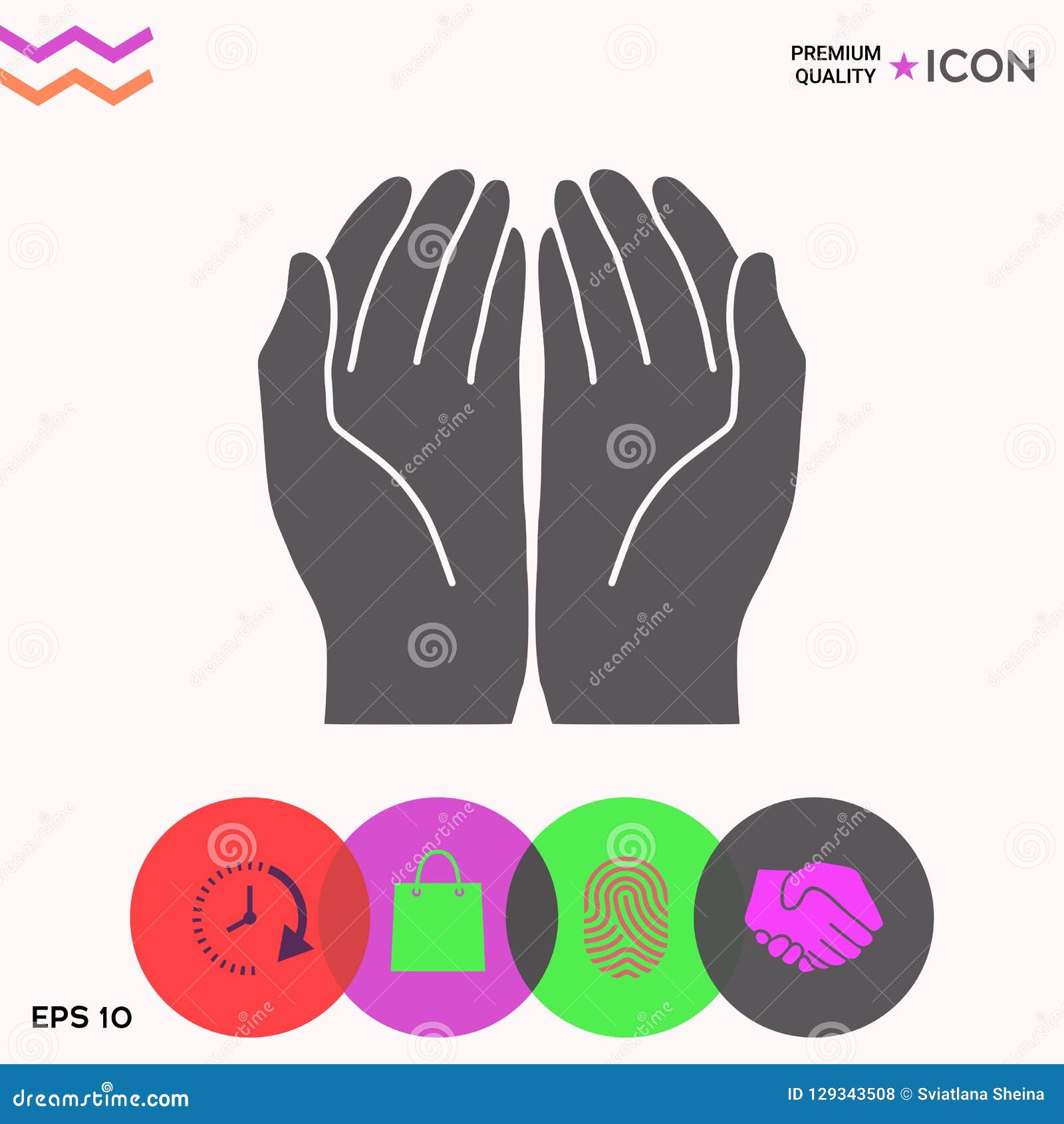 Open hands icon stock vector. Illustration of hold, carrying - 129343508