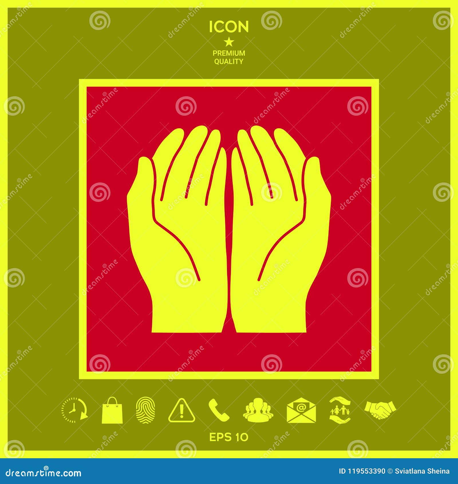 Open hands icon stock vector. Illustration of cupped - 119553390