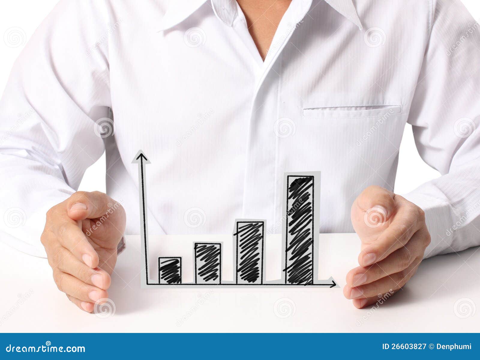 Open hands and paper graph stock illustration. Illustration of ...