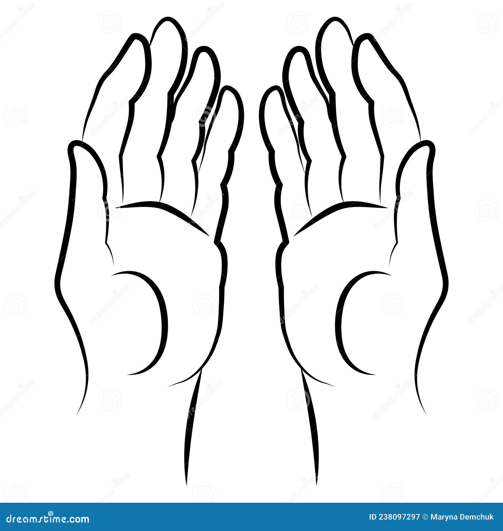 Open Hands Simple Outline Minimalistic Linear Gesture Style. Vector ...