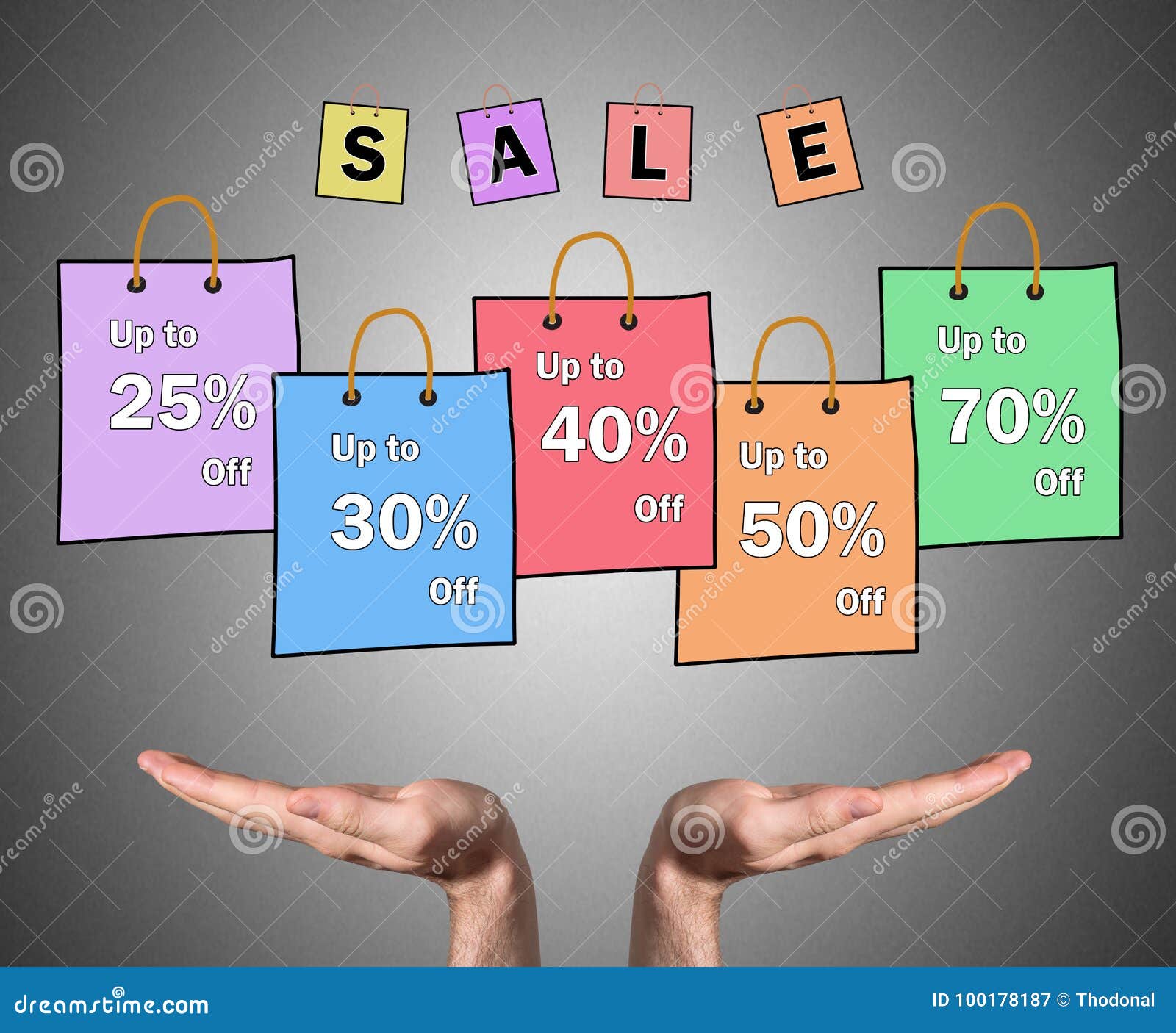 Sale Concept Sustained by Open Hands Stock Illustration - Illustration ...