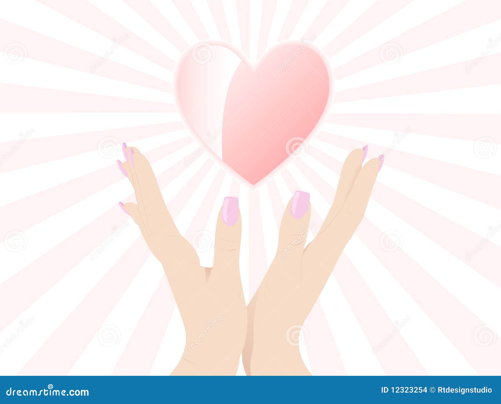 Open hands up with heart stock illustration. Illustration of open ...