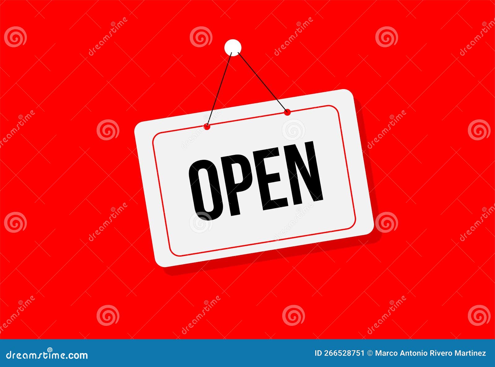 Open Hanging Sign on Red Background Stock Illustration - Illustration ...
