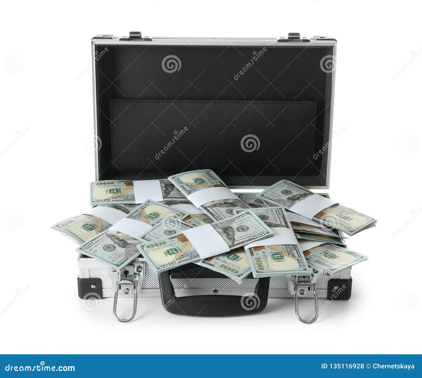 Open Hard Case Full of Money Stock Photo - Image of dollar, cash: 135116928
