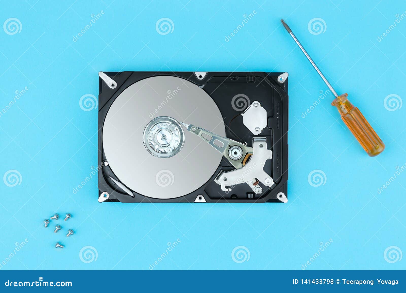 Open Hard Disc Drive, Hard Disc and Tools Stock Photo - Image of detail ...