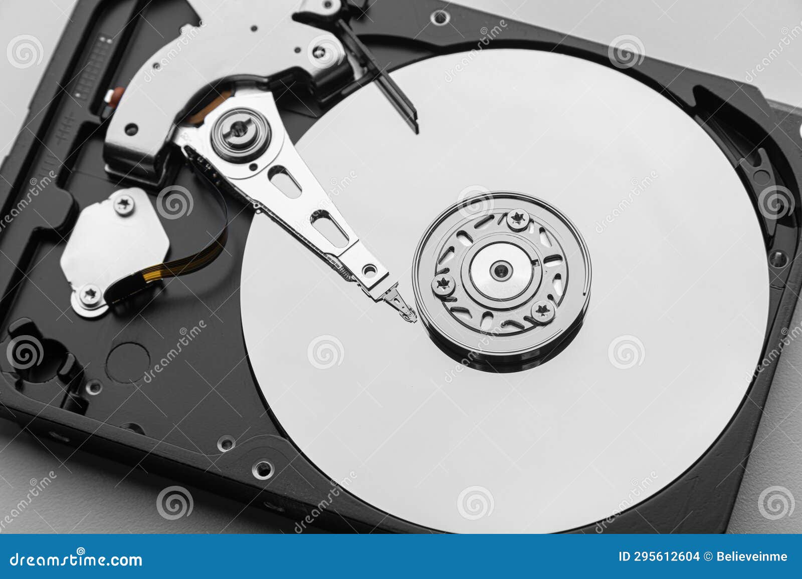 Open hard disk drive. stock photo. Image of electronic - 295612604