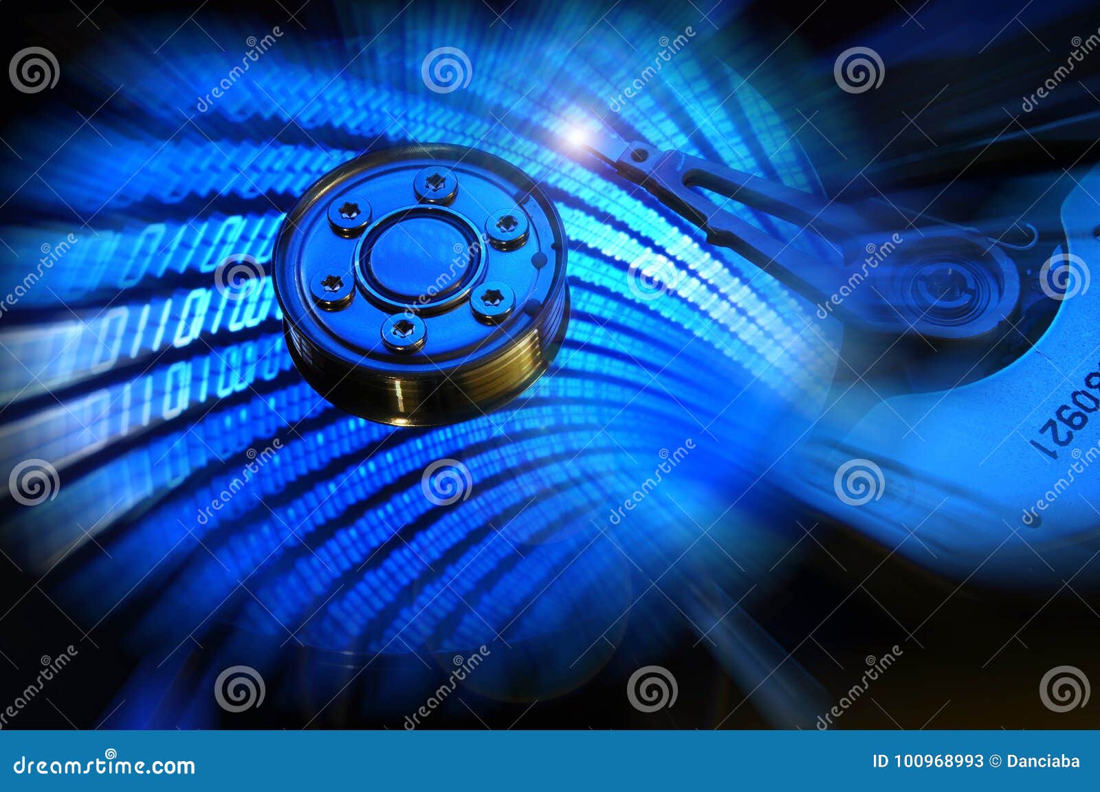 Open Hard Disk Drive with Binary Color Effects. Stock Image - Image of ...