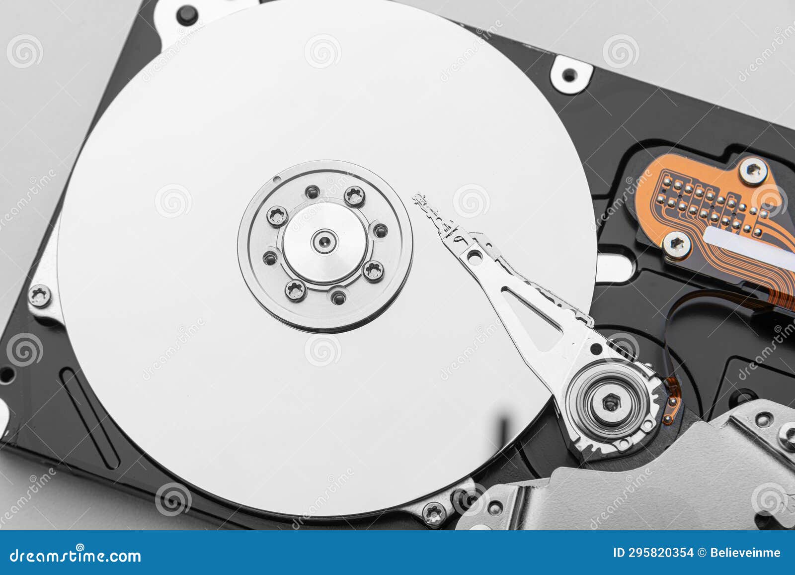 Open hard disk drive. stock photo. Image of surface - 295820354