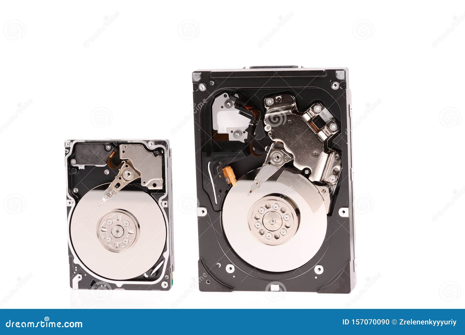 Opened Hard Disk Drive Isolated on a White Background Stock Photo ...