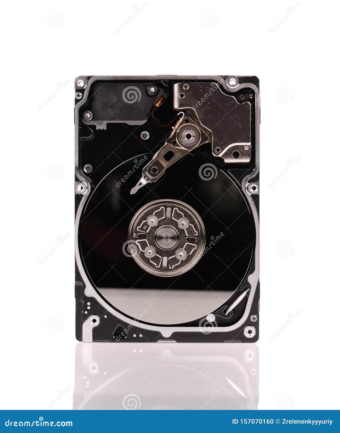 Opened Hard Disk Drive Isolated on White Background Stock Photo - Image ...
