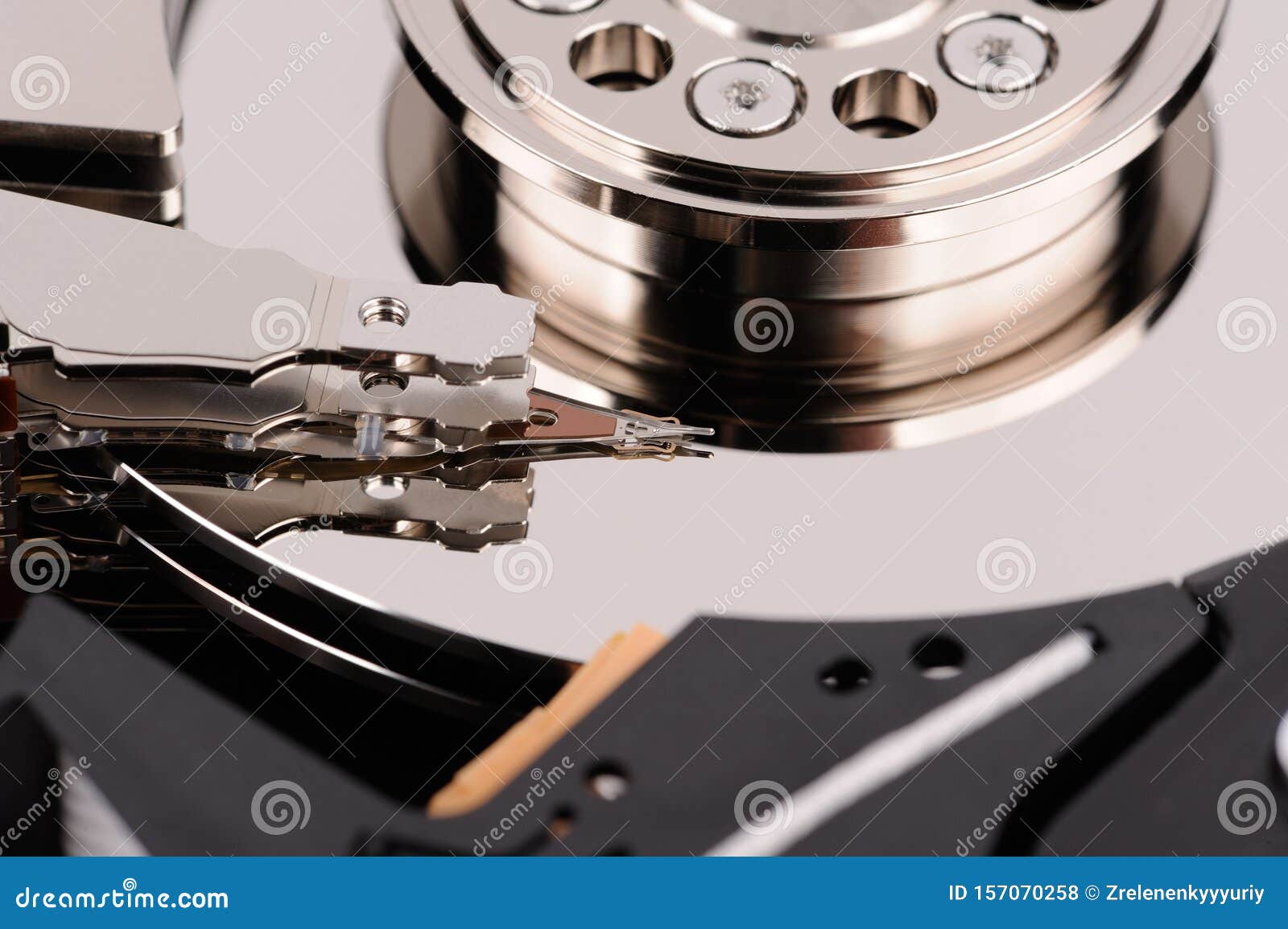 Opened Hard Disk Drive. Close Up Picture Stock Photo - Image of close ...