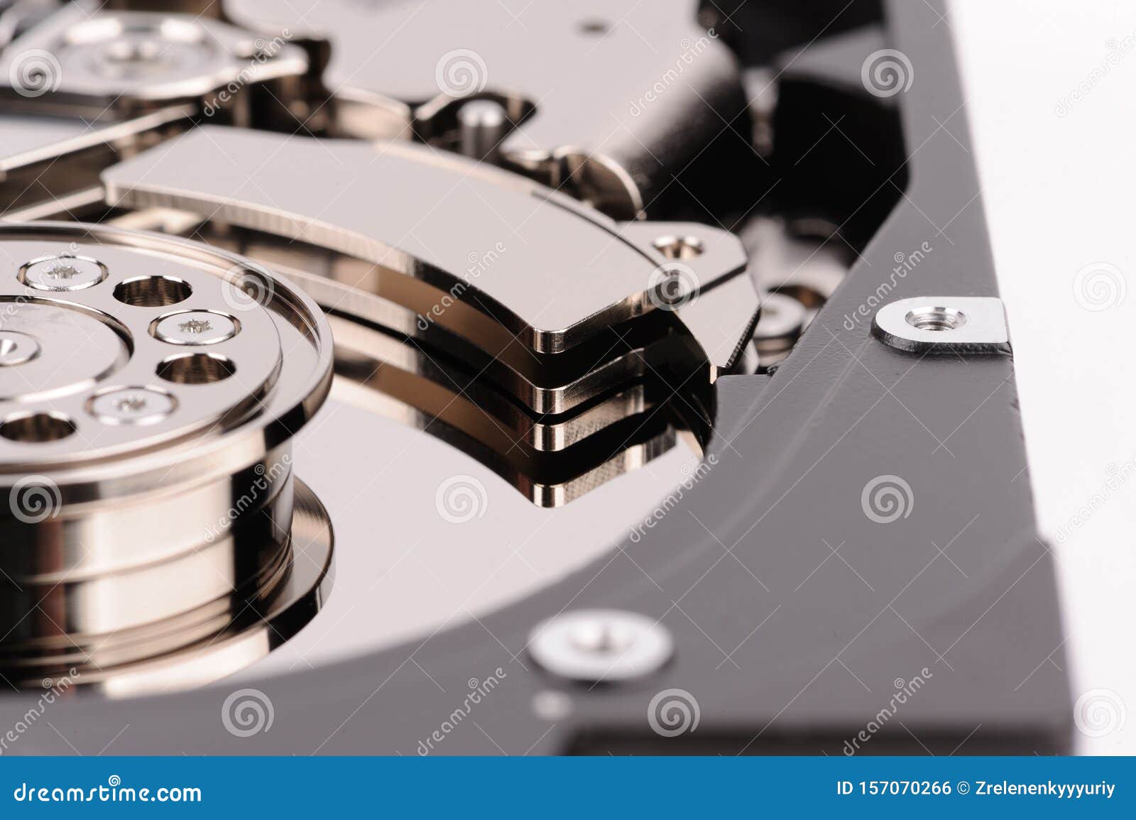Opened Hard Disk Drive Isolated on White Background Stock Photo - Image ...