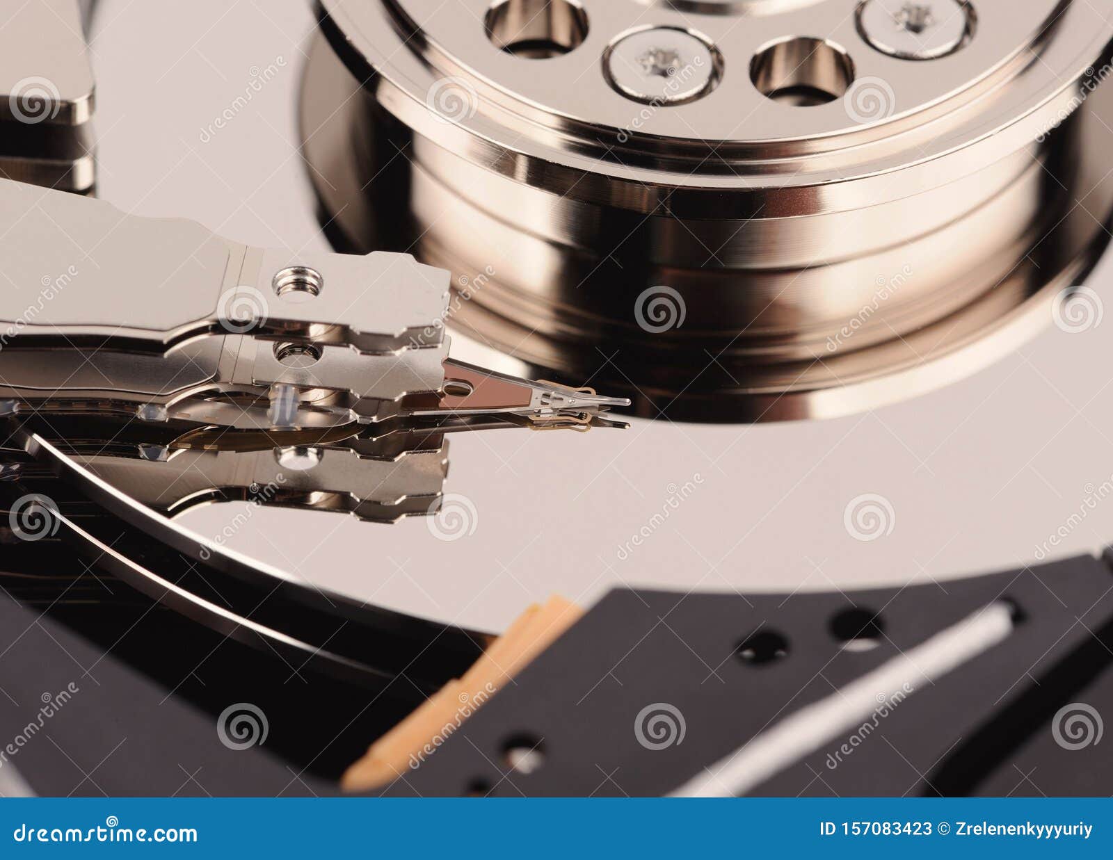 Opened Hard Disk Drive Close Up Stock Image - Image of drive, device ...
