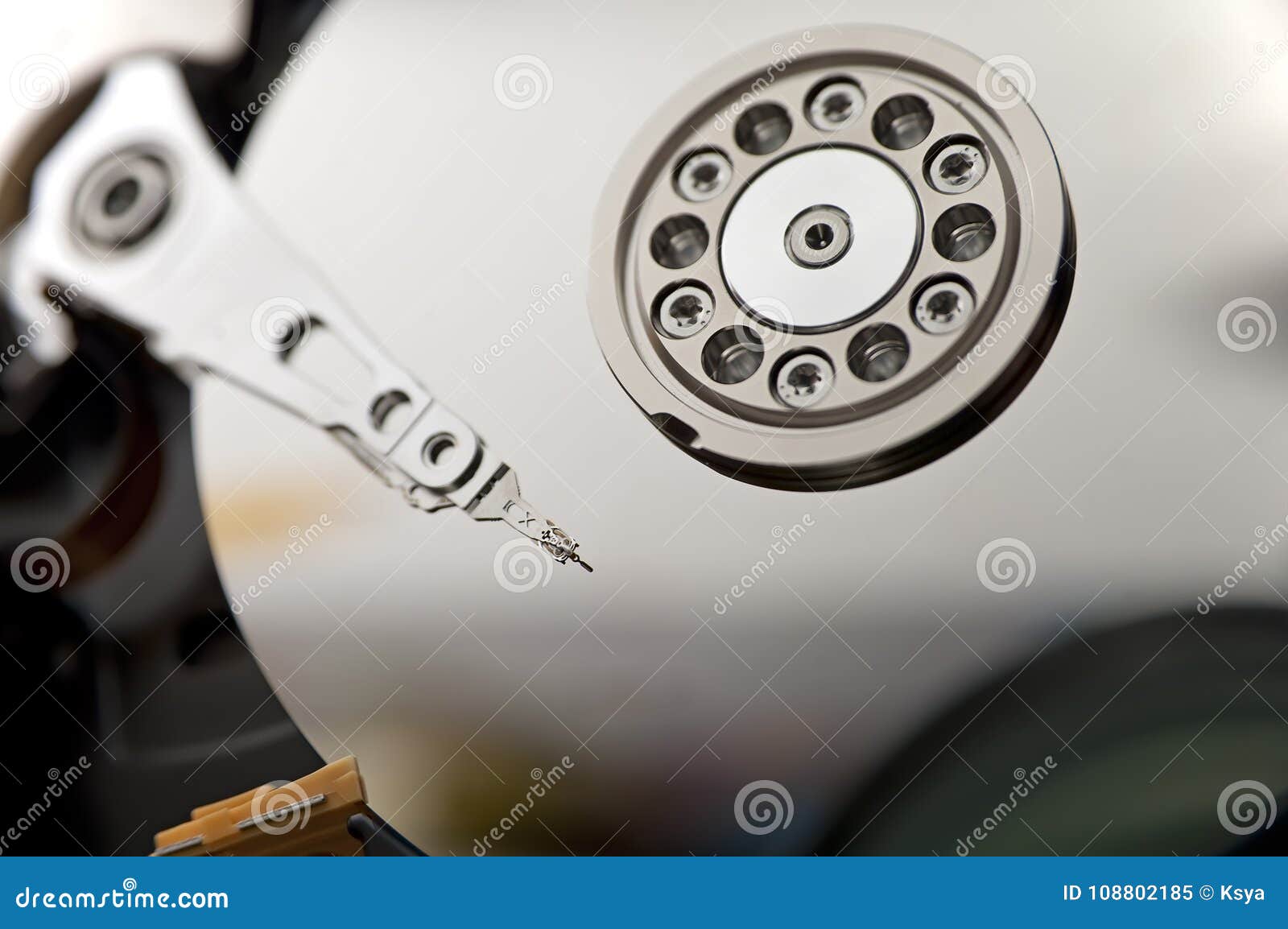 Open Hard Disk Drive with Spindle Stock Image - Image of defocus, disk ...