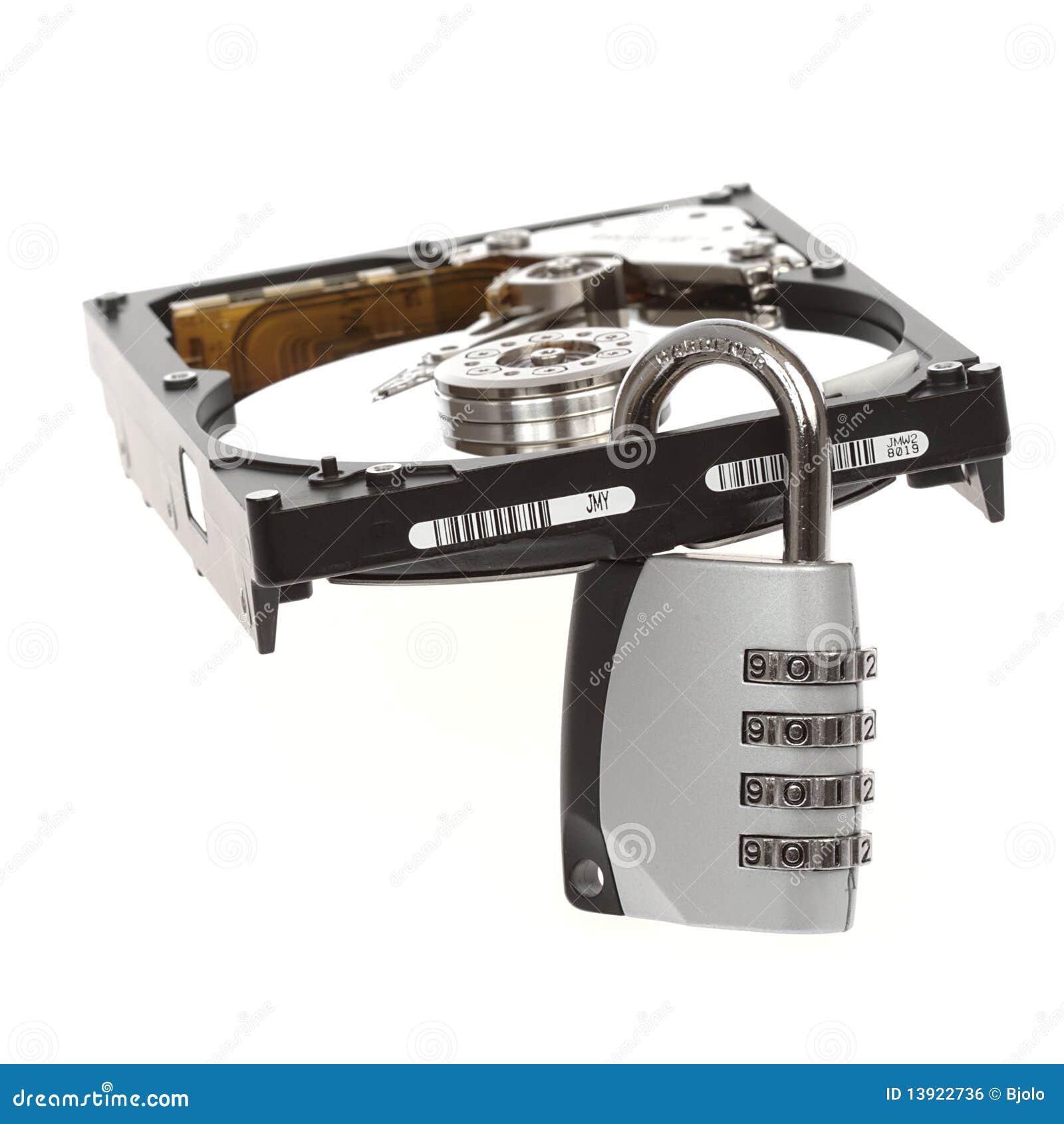 Open Hard Disk with Padlock Stock Photo - Image of magnetic ...