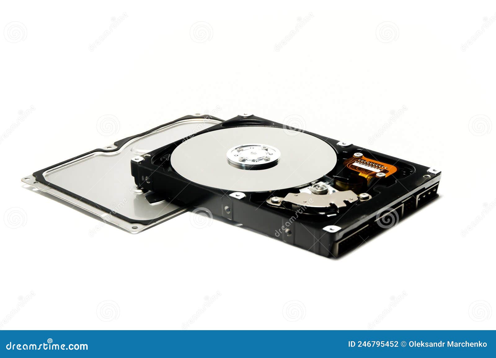 Open Hard Drive Isolated on White Background. Computer Storage Device ...