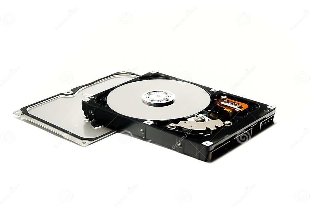 Open Hard Drive Isolated on White Background. Computer Storage Device ...