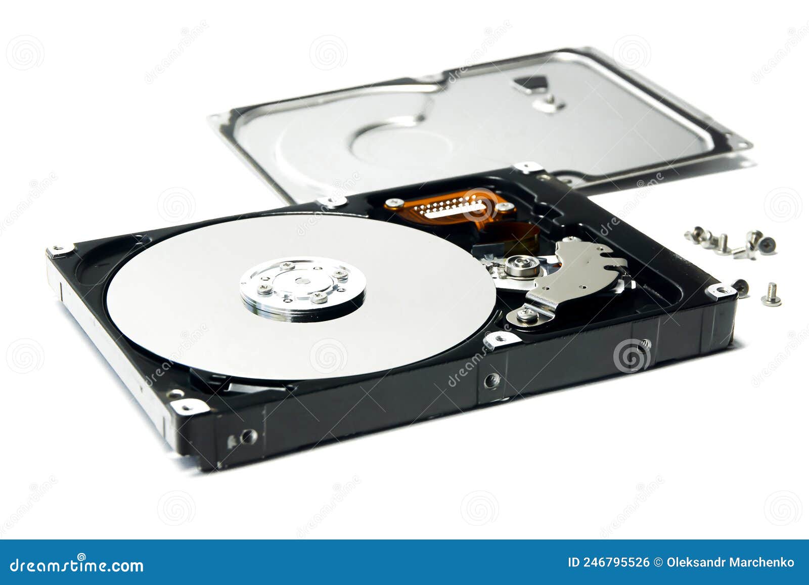 Open Hard Drive Isolated on White Background. Computer Storage Device ...