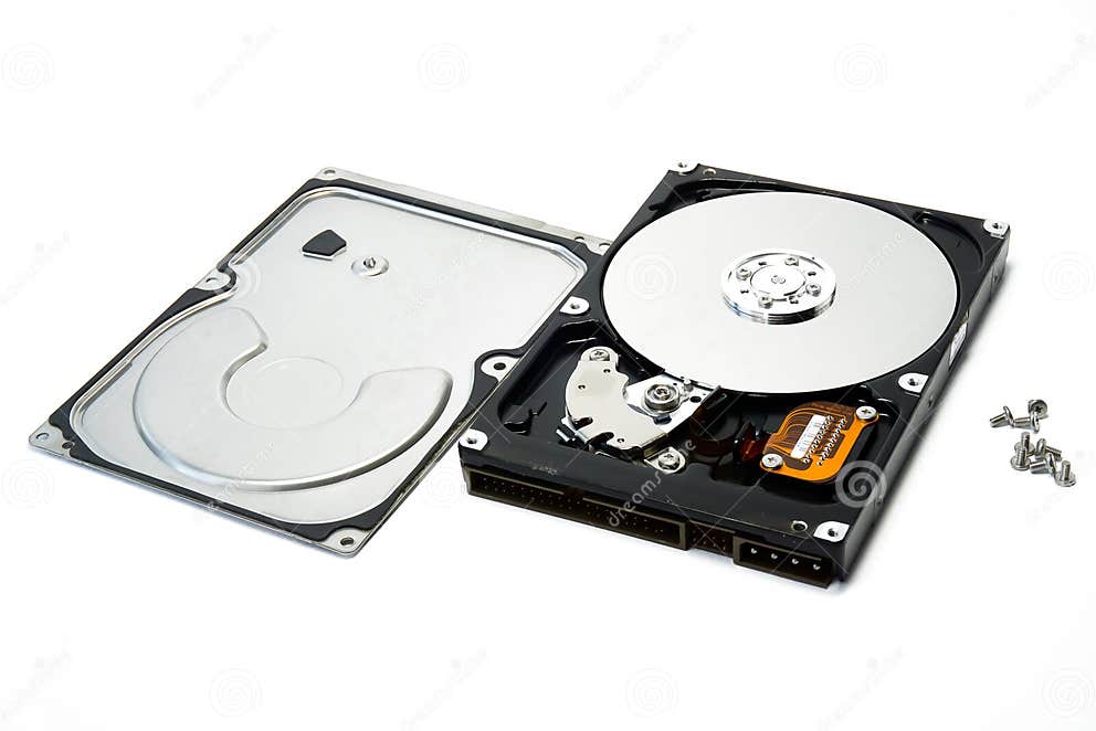 Open Hard Drive Isolated on White Background. Computer Storage Device ...