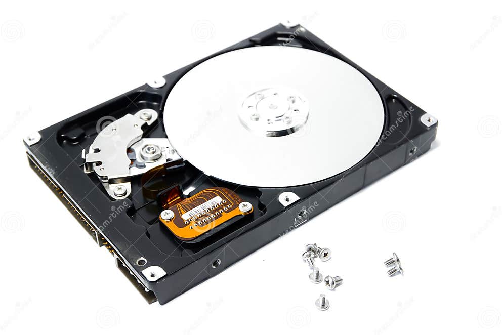 Open Hard Drive Isolated on White Background. Computer Storage Device ...