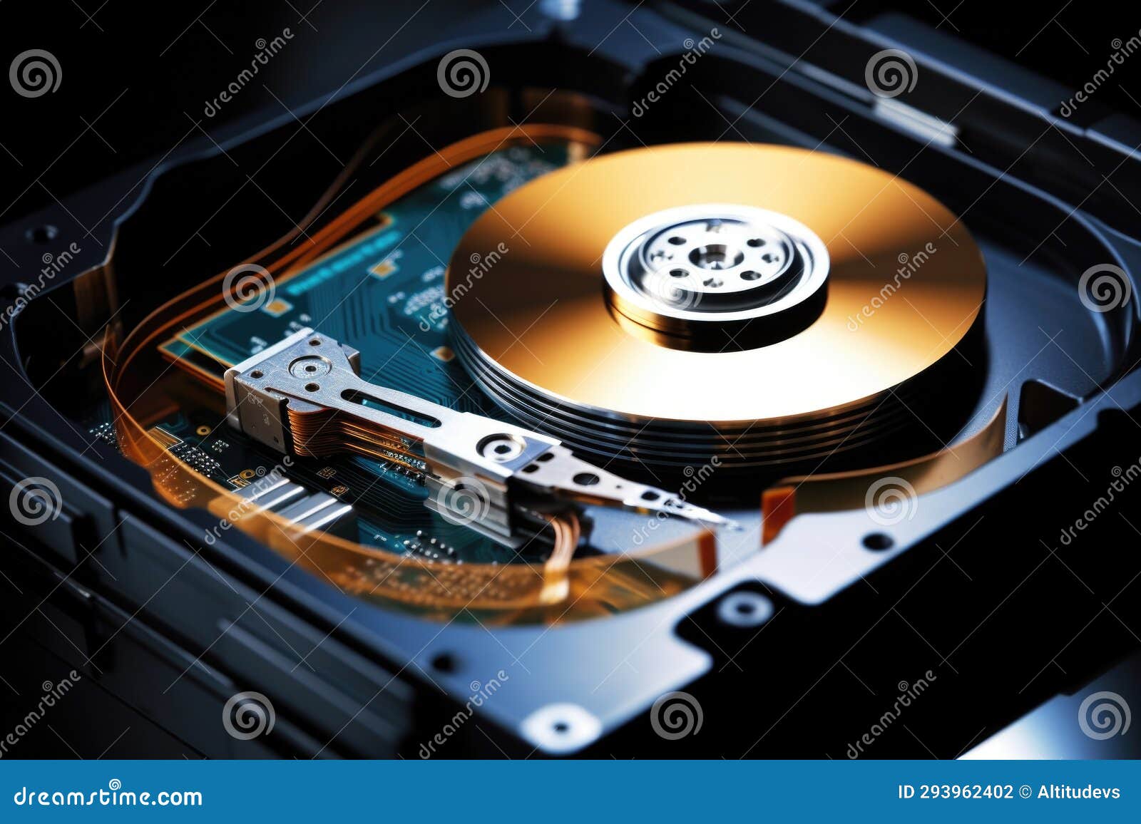 Open Hard Drive Revealing Metallic Disk Inside Stock Photo - Image of ...