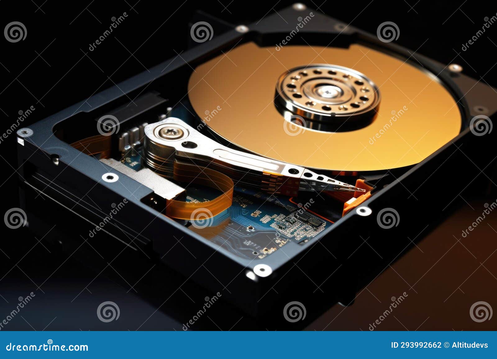 Open Hard Drive Revealing Metallic Disk Inside Stock Photo - Image of ...