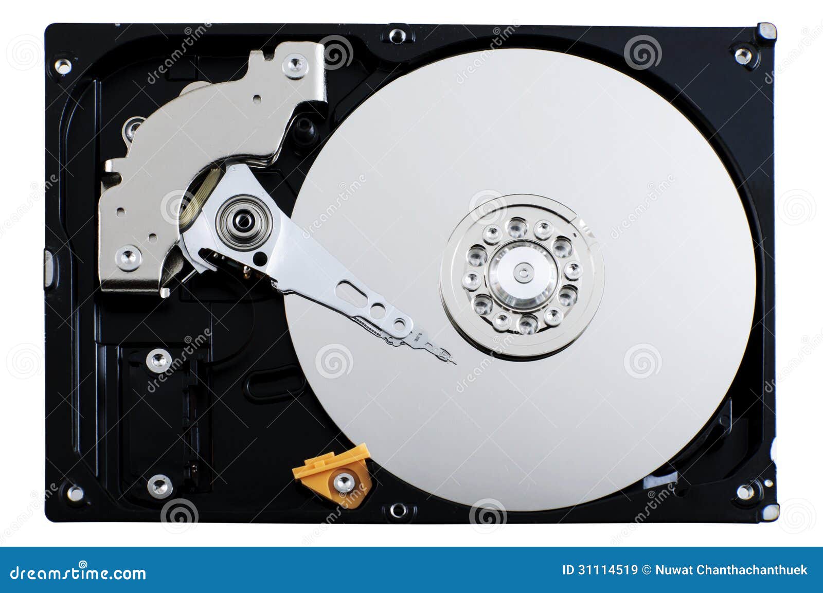 Open Hard Drive Unit Isolated Stock Image - Image of closeup, disk ...