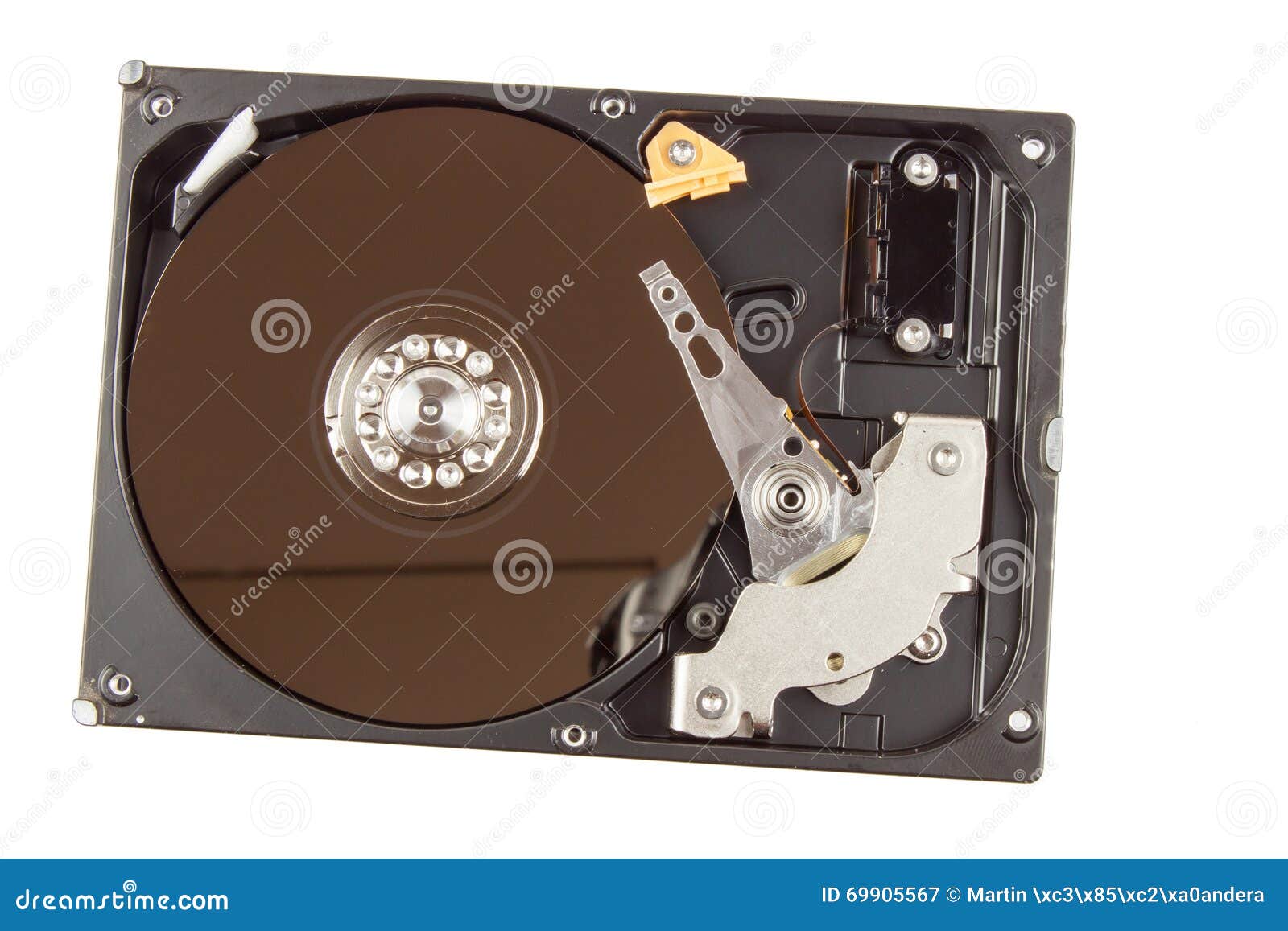 Open Hard Drive on a White Background. Production of Computers ...