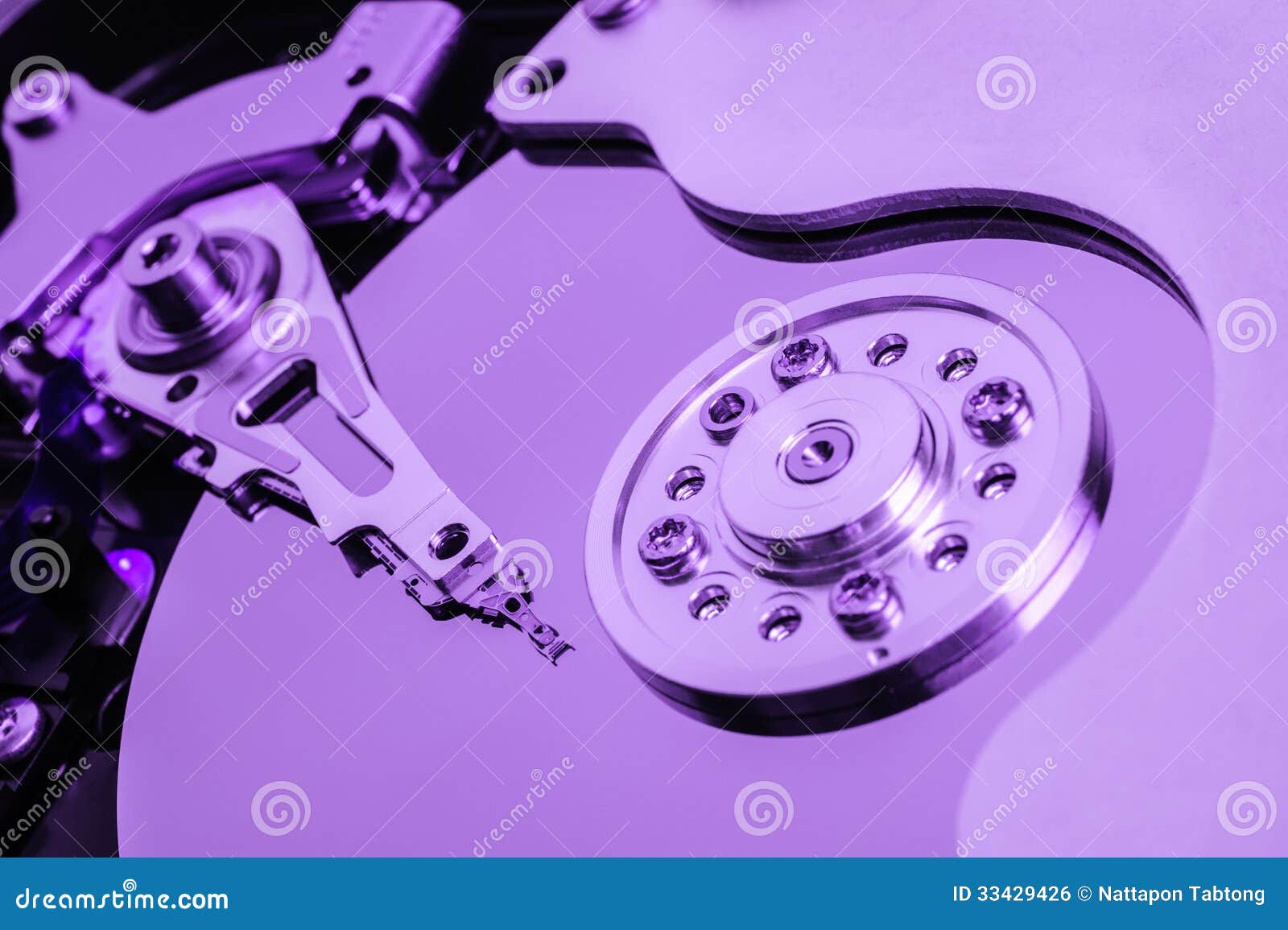 Open Harddisk Purple Close Up Stock Photo - Image of inside ...