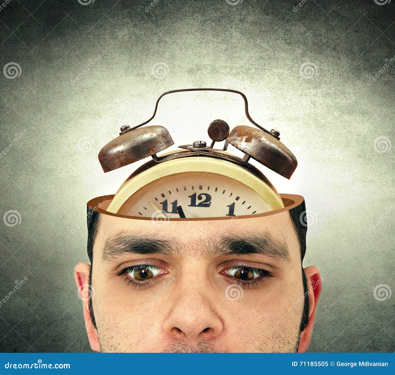 Open head and alarm clock stock image. Image of looking - 71185505