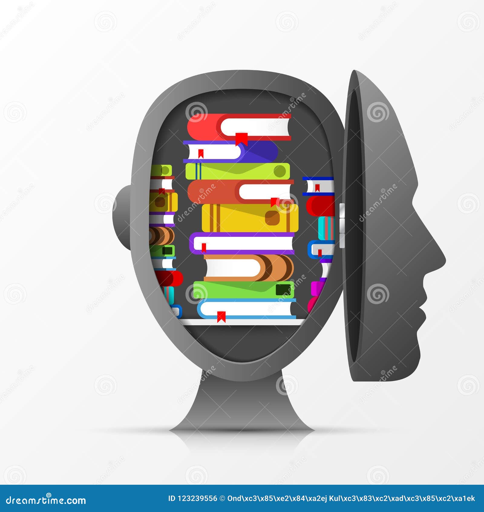 Open Head with Books. Creative Education Concept Stock Vector ...