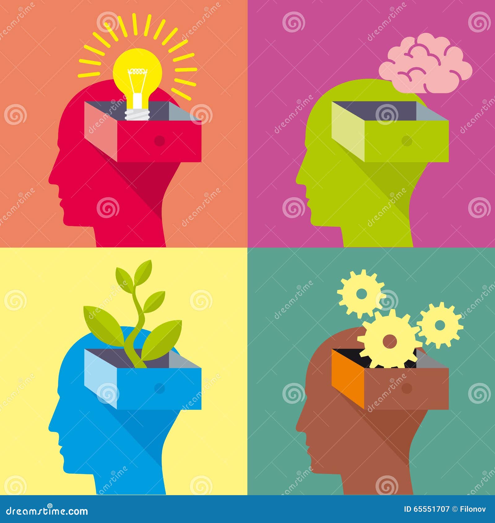 Open Head, Head of Man, Flat Design Stock Vector - Illustration of head ...