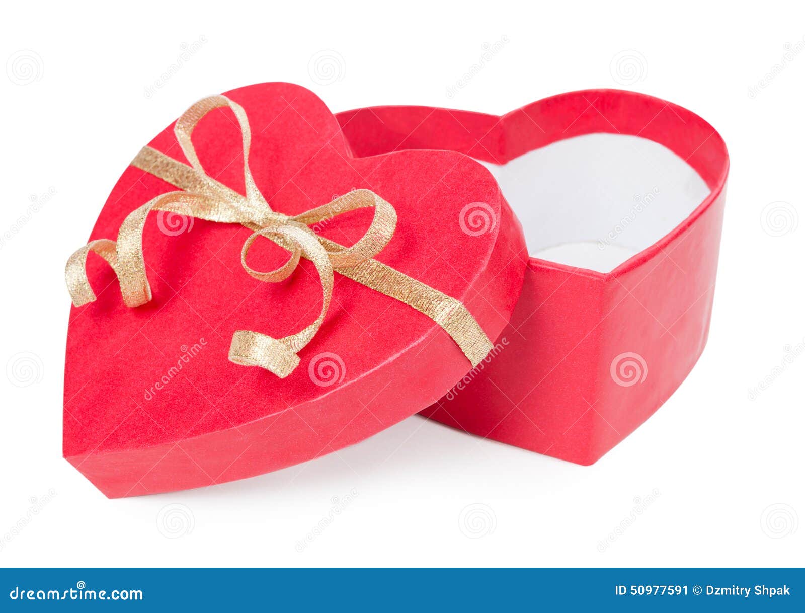 Open Heart Box and Gold Ribbon Stock Image - Image of closeup, case ...