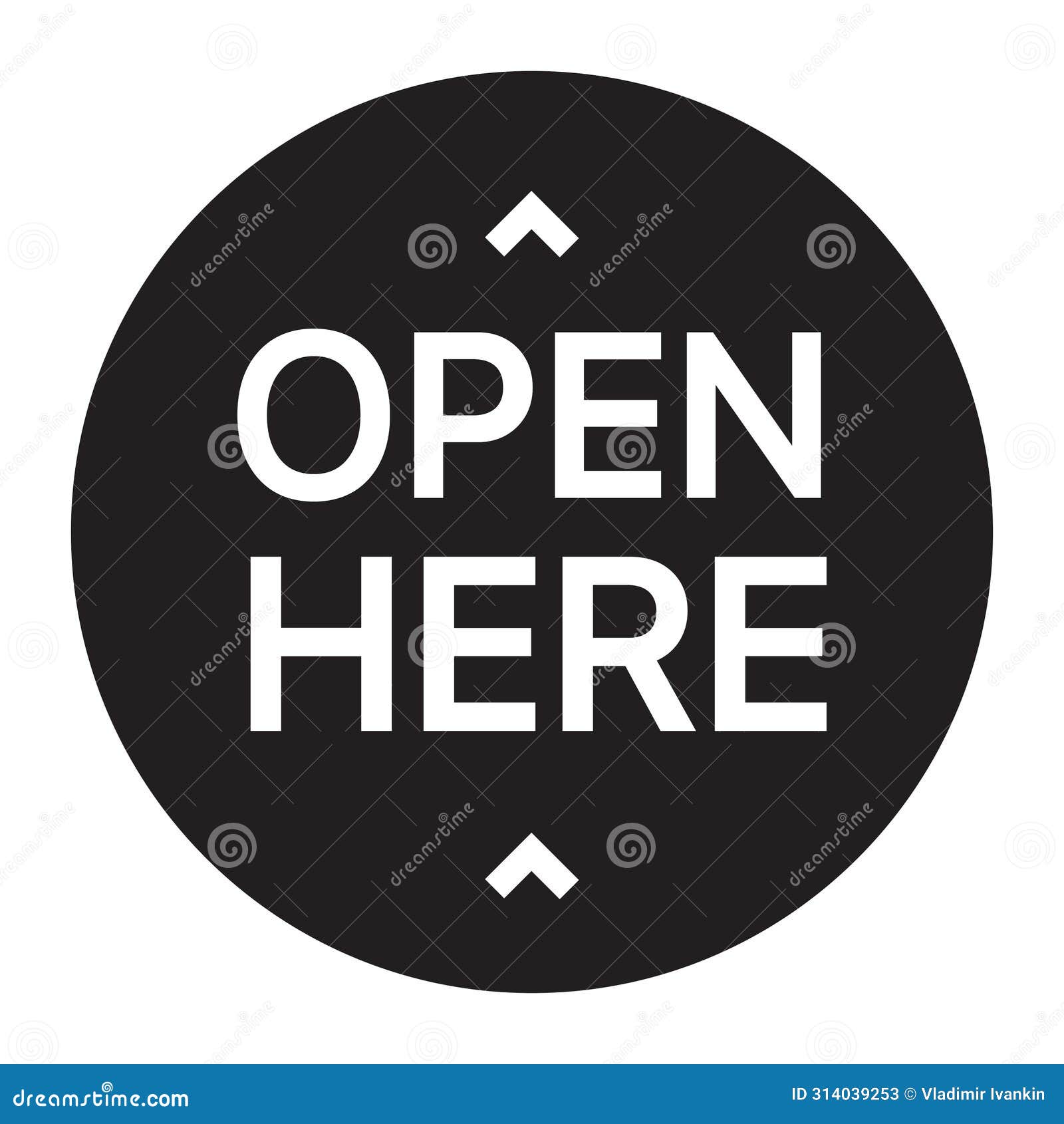 OPEN HERE Banner Flanked by Upward Arrows Stock Vector - Illustration ...