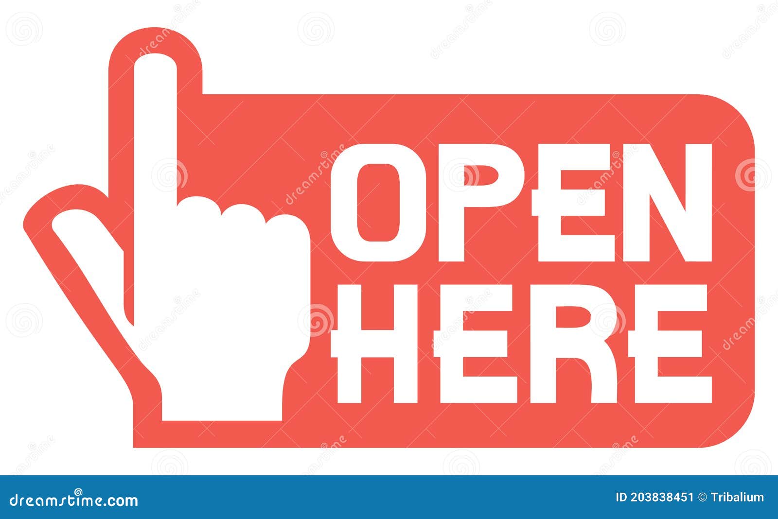 Open Here Label or Sticker Vector Illustration Stock Vector ...